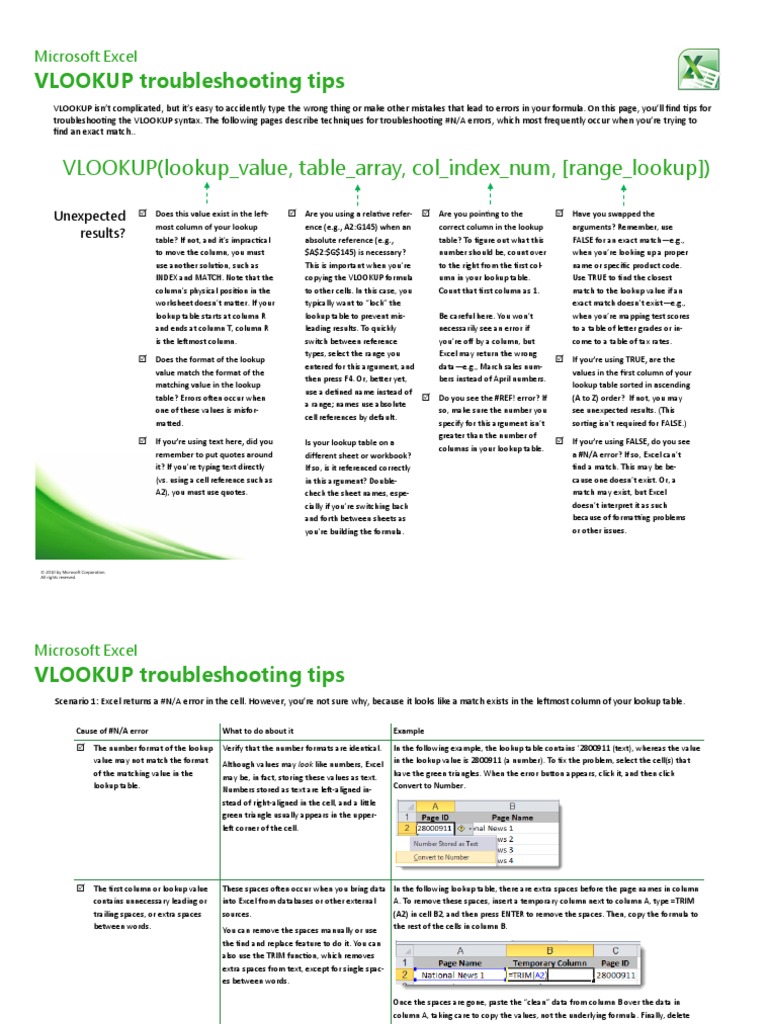 VLOOKUP Troubleshooting | PDF