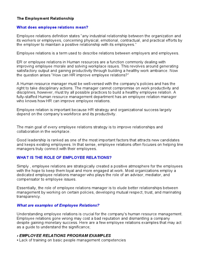 Employee Relations Essentials | PDF | Employment | Mediation