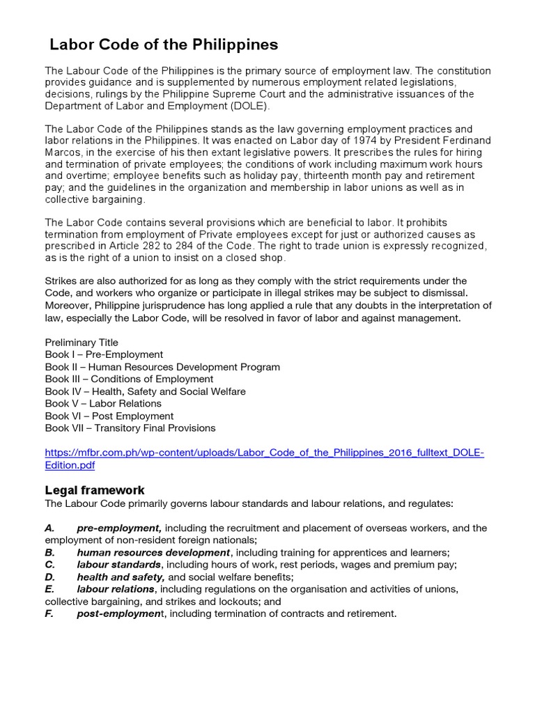 Philippine Labor Code Final - Docm | PDF | Occupational Safety And ...