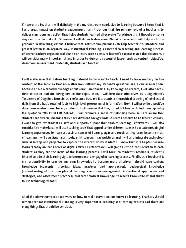 Creating a Conducive Classroom Environment | PDF | Learning | Teachers