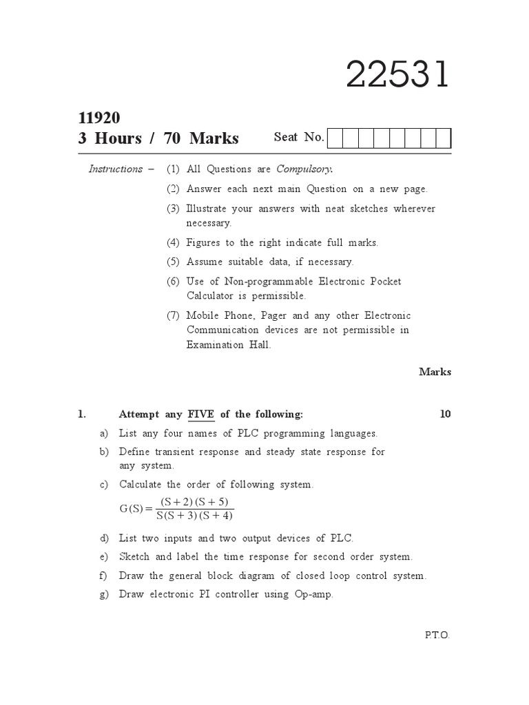 Question Paper Winter 2019 | PDF | Programmable Logic Controller ...