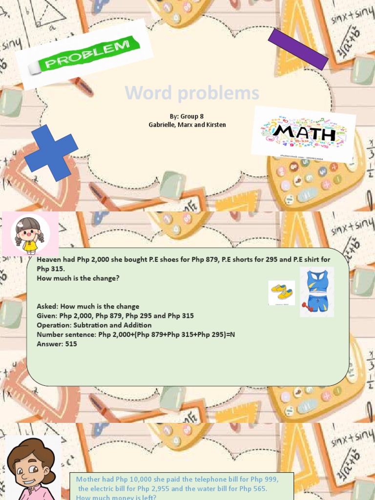 Word Problems: By: Group 8 Gabrielle, Marx and Kirsten | PDF