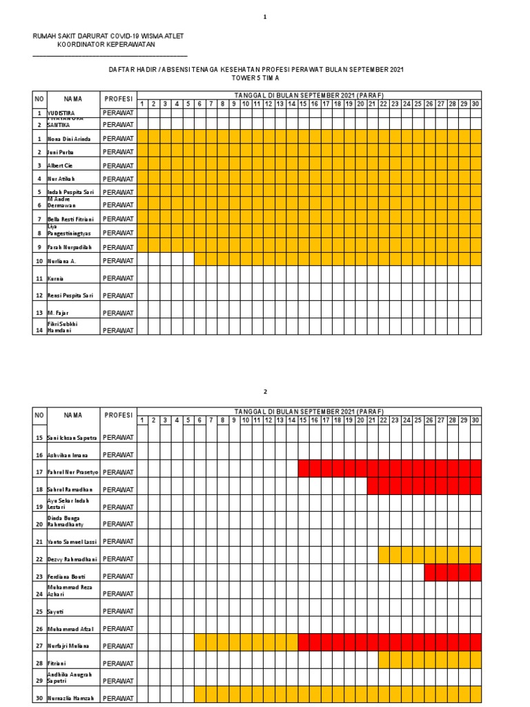 5a Format Absen Bulan September 2021 | PDF