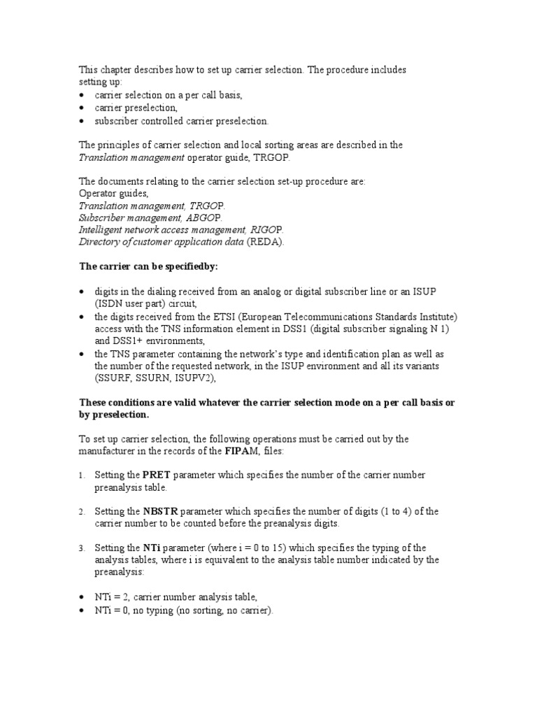 Carrier Selection and Preselection Setup | PDF | Telecommunications ...