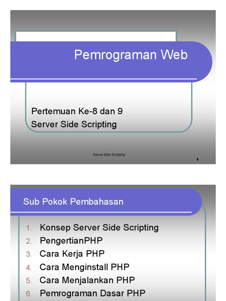 Pemrograman Web: Pertemuan Ke-8 Dan 9 Server Side Scripting | PDF