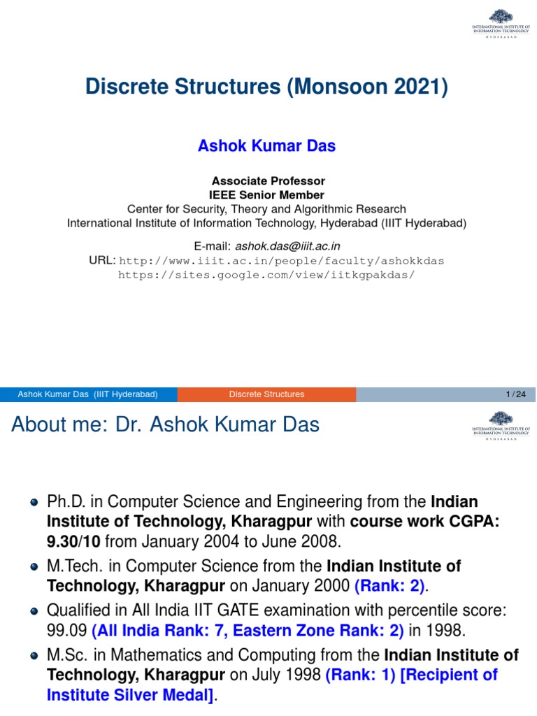 An Introduction to Dr. Ashok Kumar Das and His Research in Discrete ...
