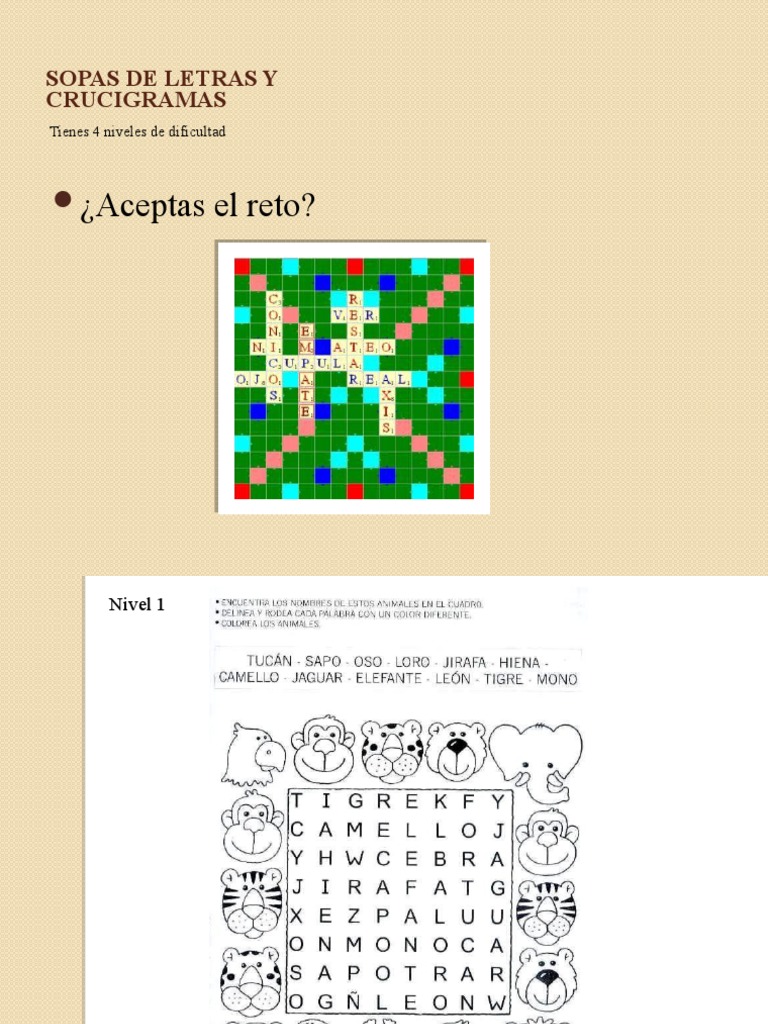 Sopas de Letras y Crucigramas | PDF