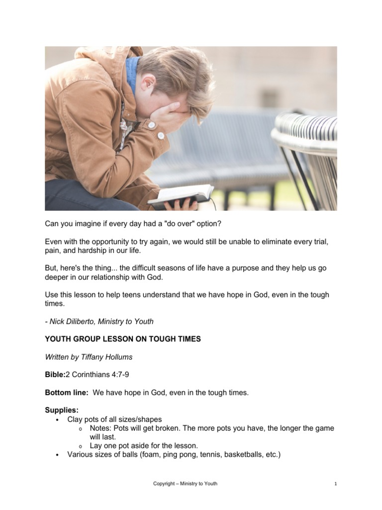 Youth Group Lesson On Tough Times | PDF | Paul The Apostle | Jesus