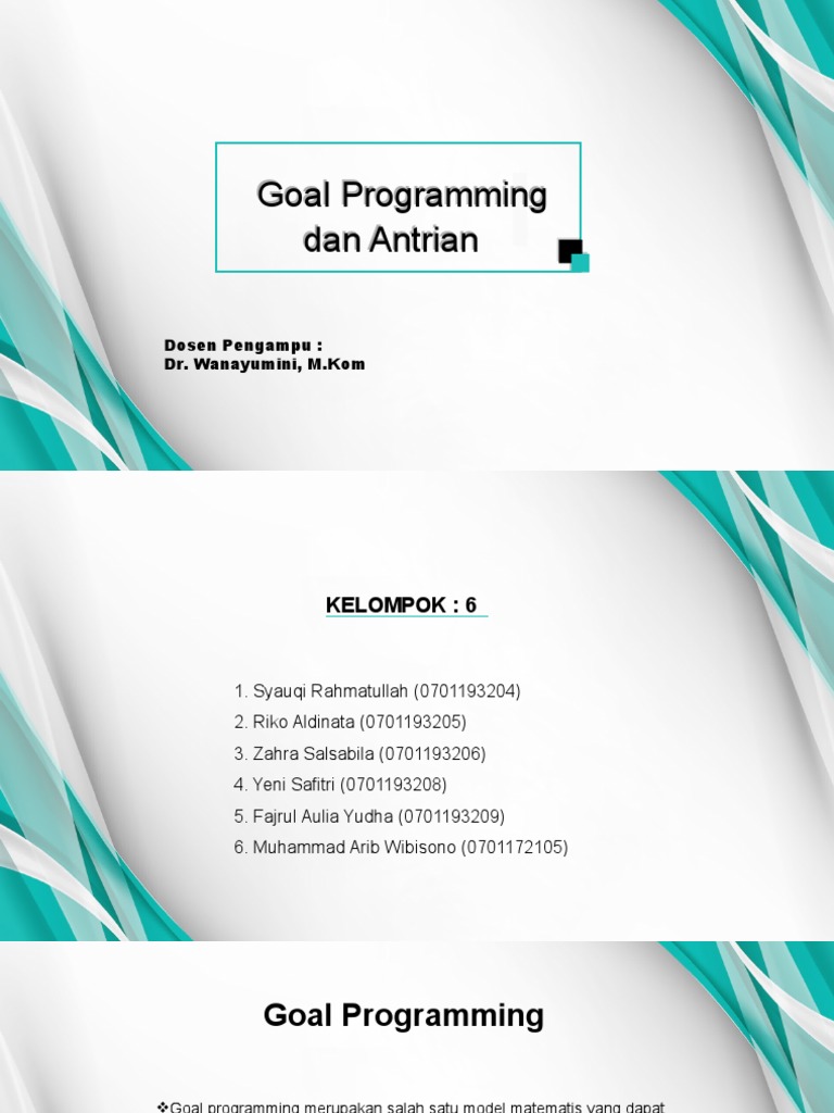 Riset Operasional - Goal Programming Dan Antrian | PDF | Komputer