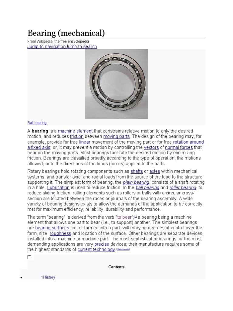 Bearing (Mechanical) : Jump To Navigation Jump To Search | PDF ...