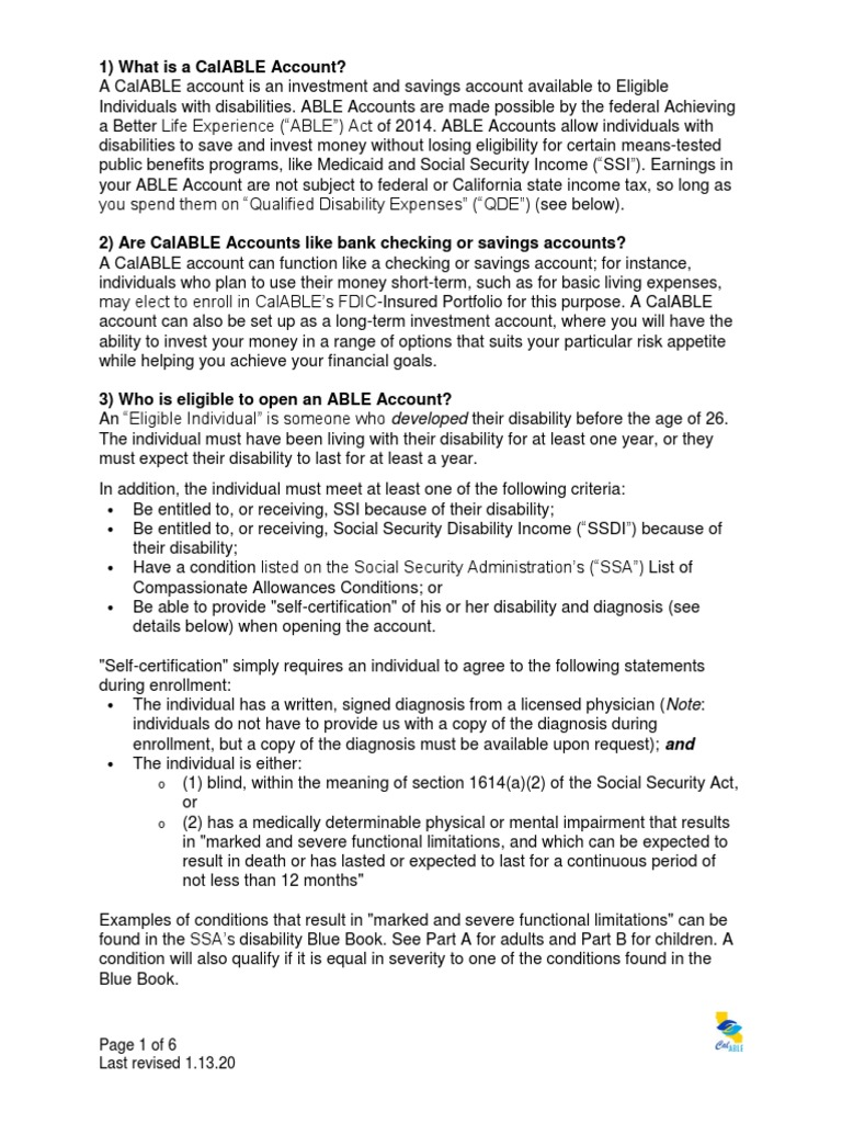 1) What Is A Calable Account?: Page 1 of 6 Last Revised 1.13.20 | PDF ...
