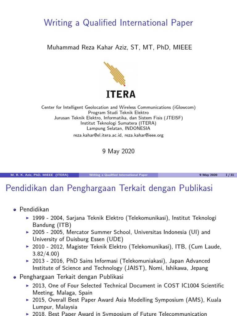 Writing A Qualified International Paper: Muhammad Reza Kahar Aziz, ST ...