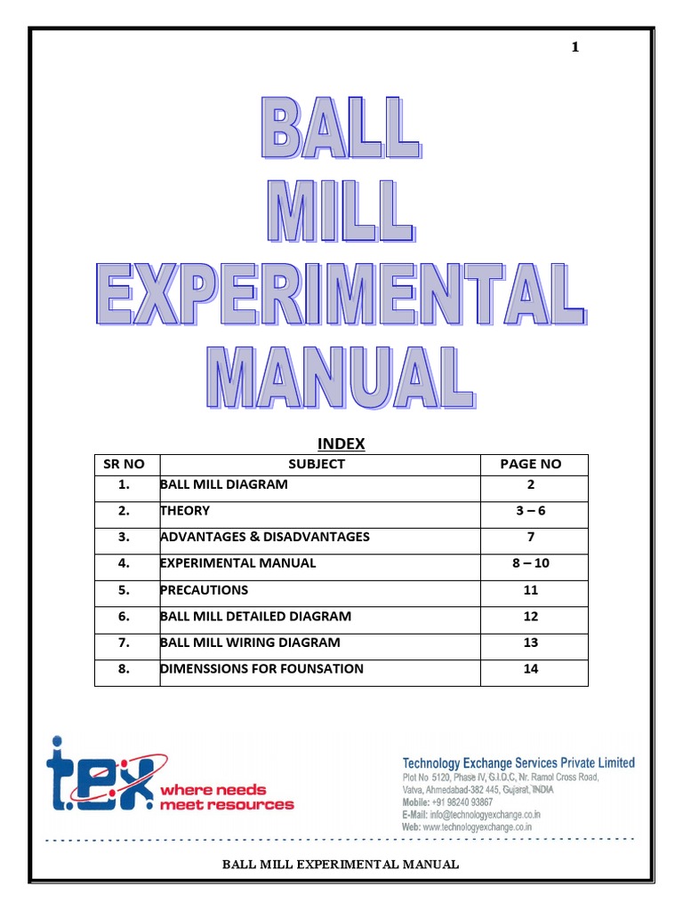Ball Mill Experiment Manual Overview | PDF | Mill (Grinding) | Physical ...
