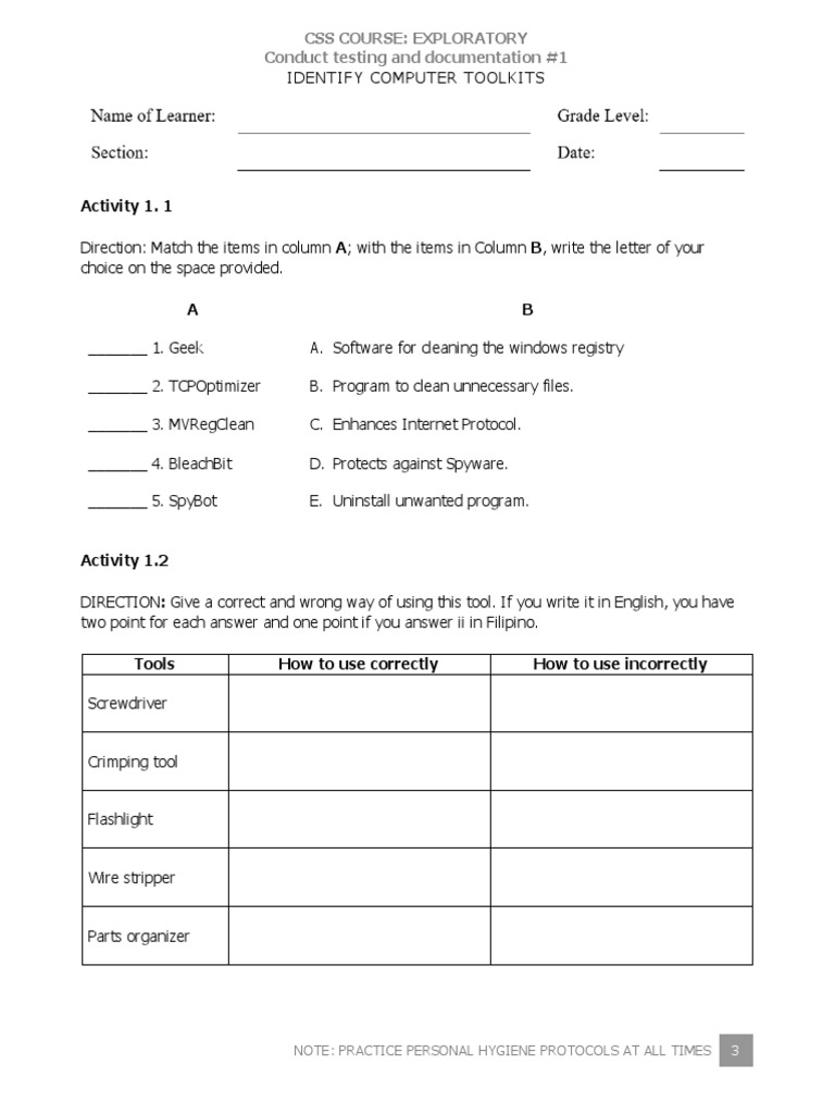 Activity 1. 1: Css Course: Exploratory Conduct Testing and ...