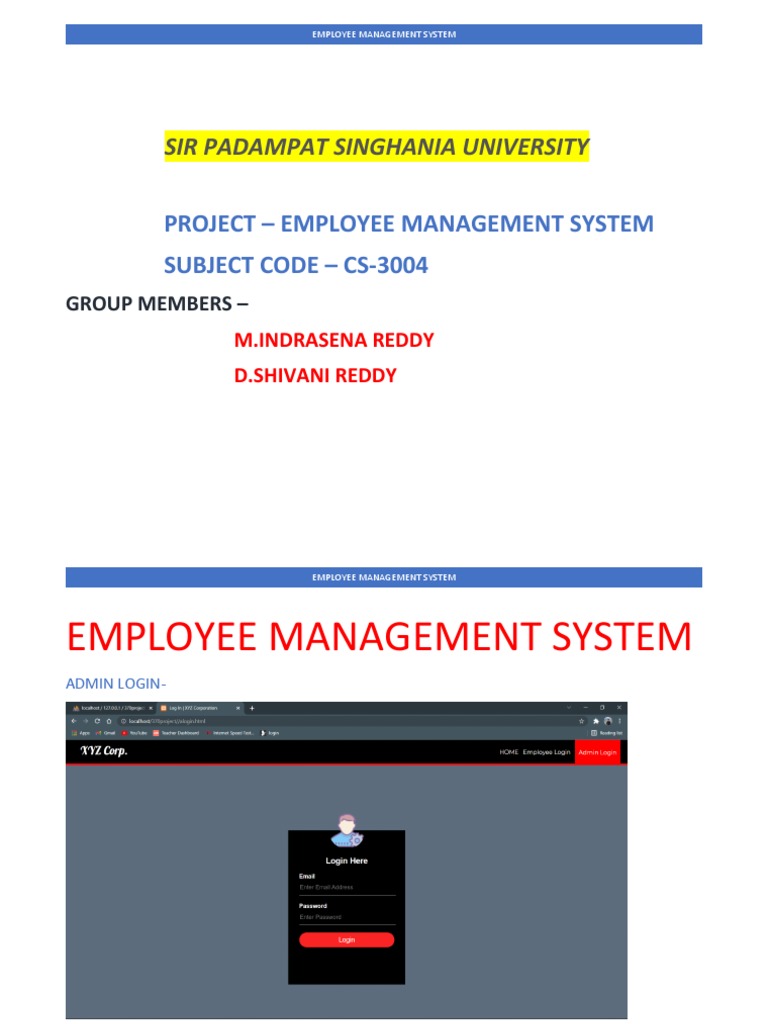 Employee Management System - Project PDF | PDF