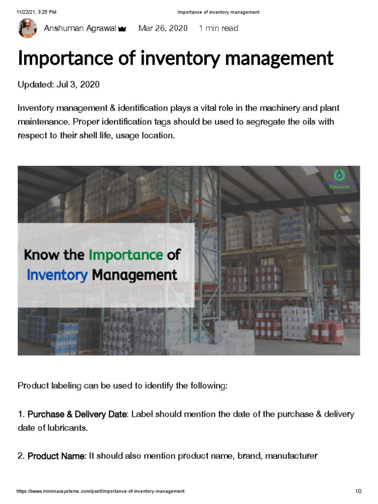 Importance of Inventory Management | PDF