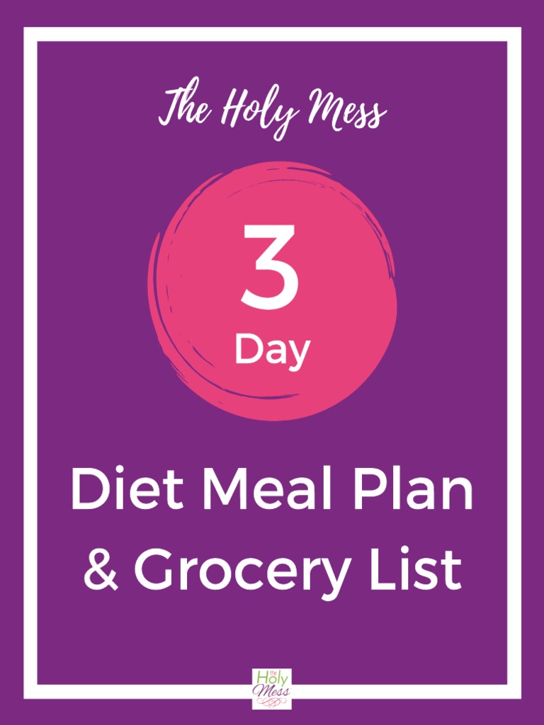 The Holy Mess 3 Day Weight Loss Meal Plan & Grocery List Opt in Updated ...