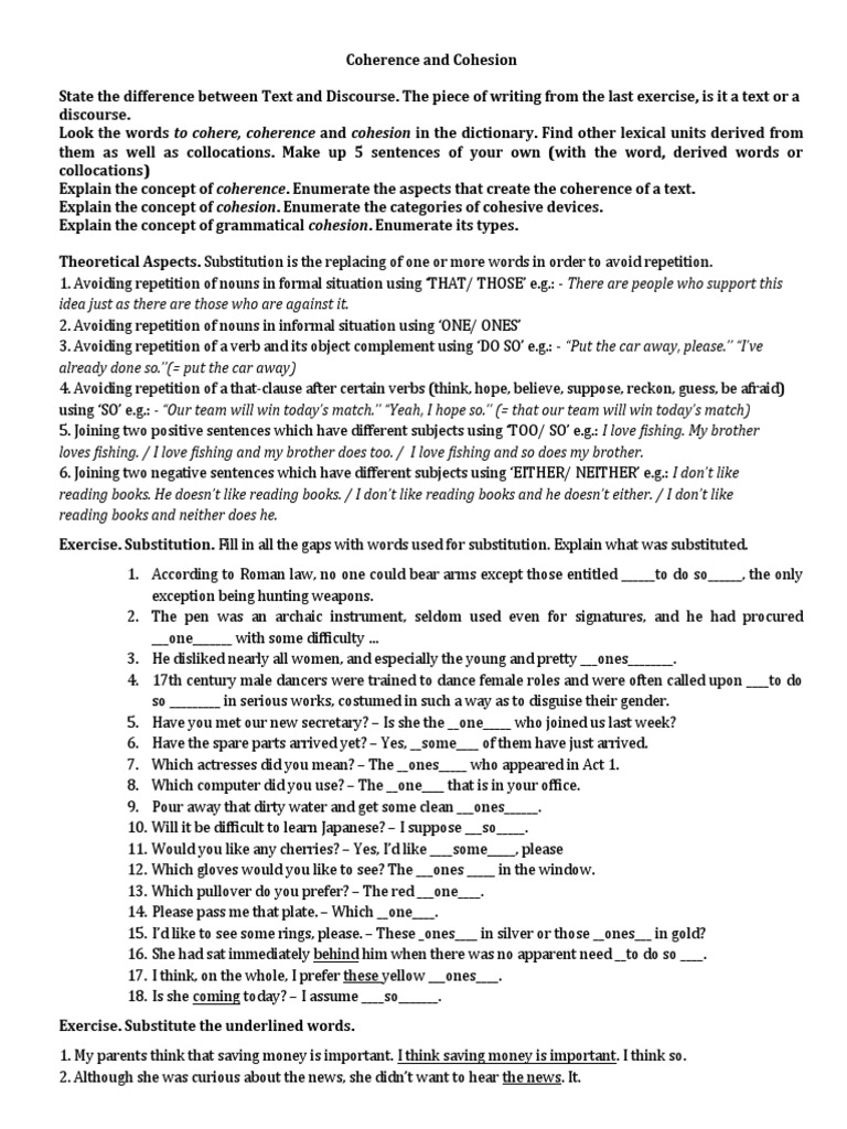 Coherence and Cohesion I | PDF | Word | Verb