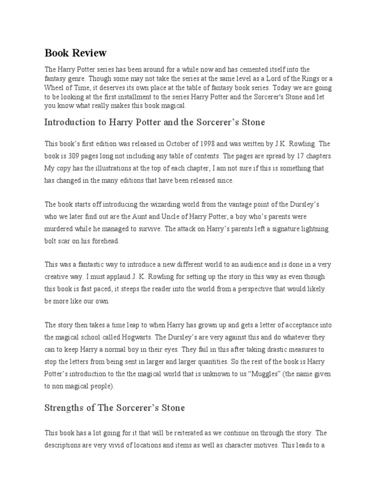 Book Review: Introduction To Harry Potter and The Sorcerer's Stone ...
