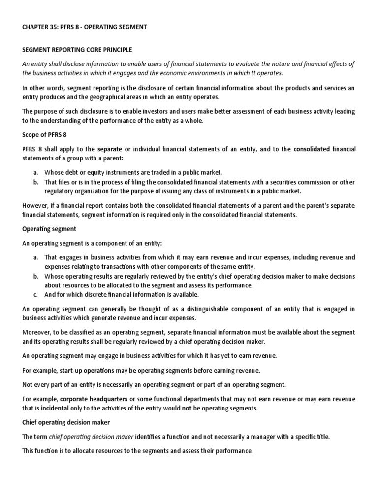 Chapter 35 Operating Segment | PDF | Financial Statement | Revenue