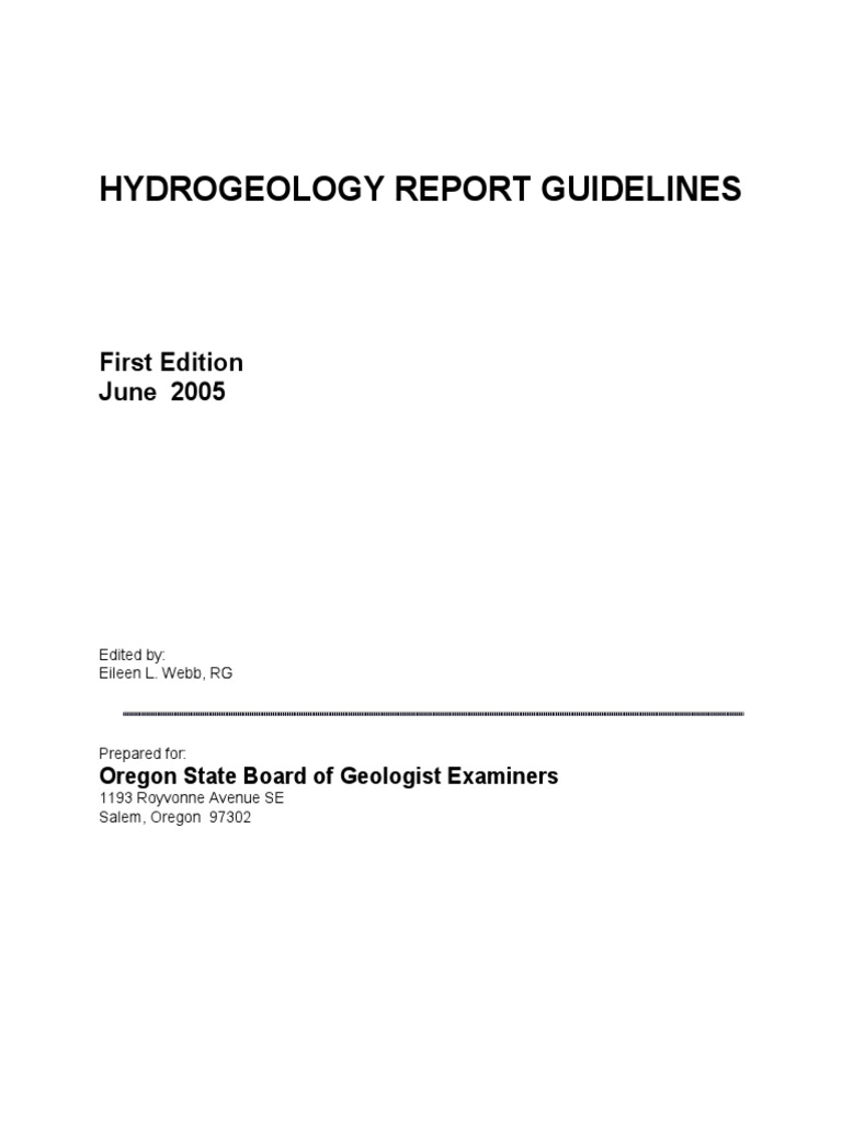 Hydrogeology Report Guidelines: First Edition June 2005 | PDF ...