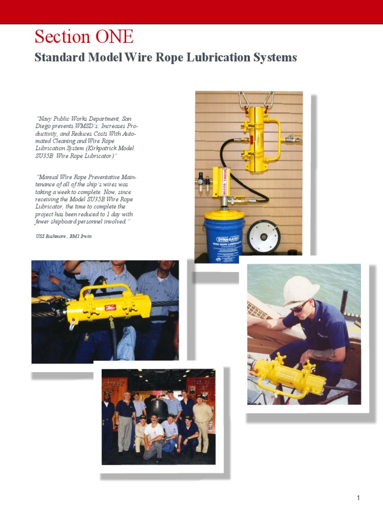 Section ONE: Standard Model Wire Rope Lubrication Systems | PDF | Wire ...