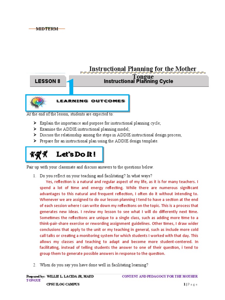 Lesson 8 | PDF | Instructional Design | Educational Psychology