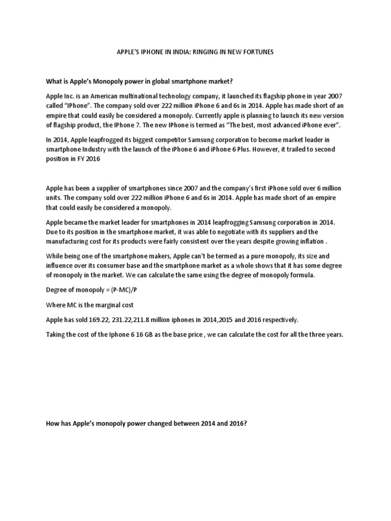 Apple's Evolving Monopoly Power 2014-2016 | PDF