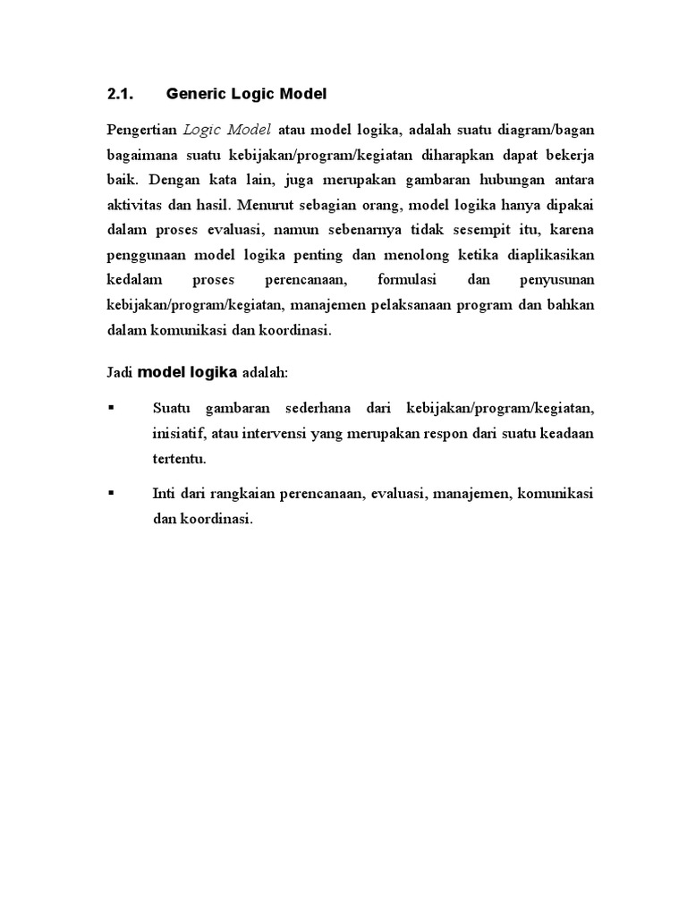 Generic Logic Model | PDF