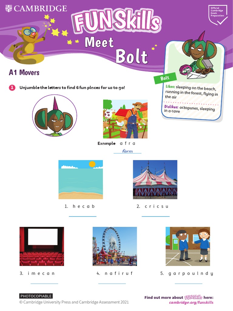 A1 Movers Bolt Worksheet | PDF