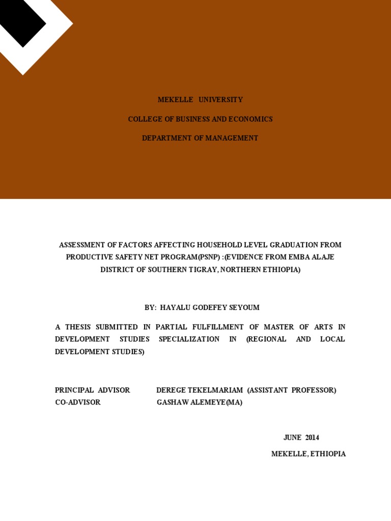 Assessment of Factors Affecting Household Level Graduation From ...