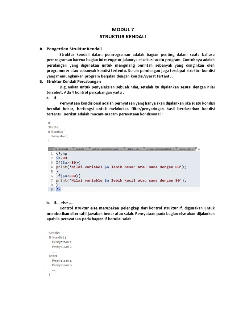 Kontrol Struktur dan Perulangan dalam PHP | PDF