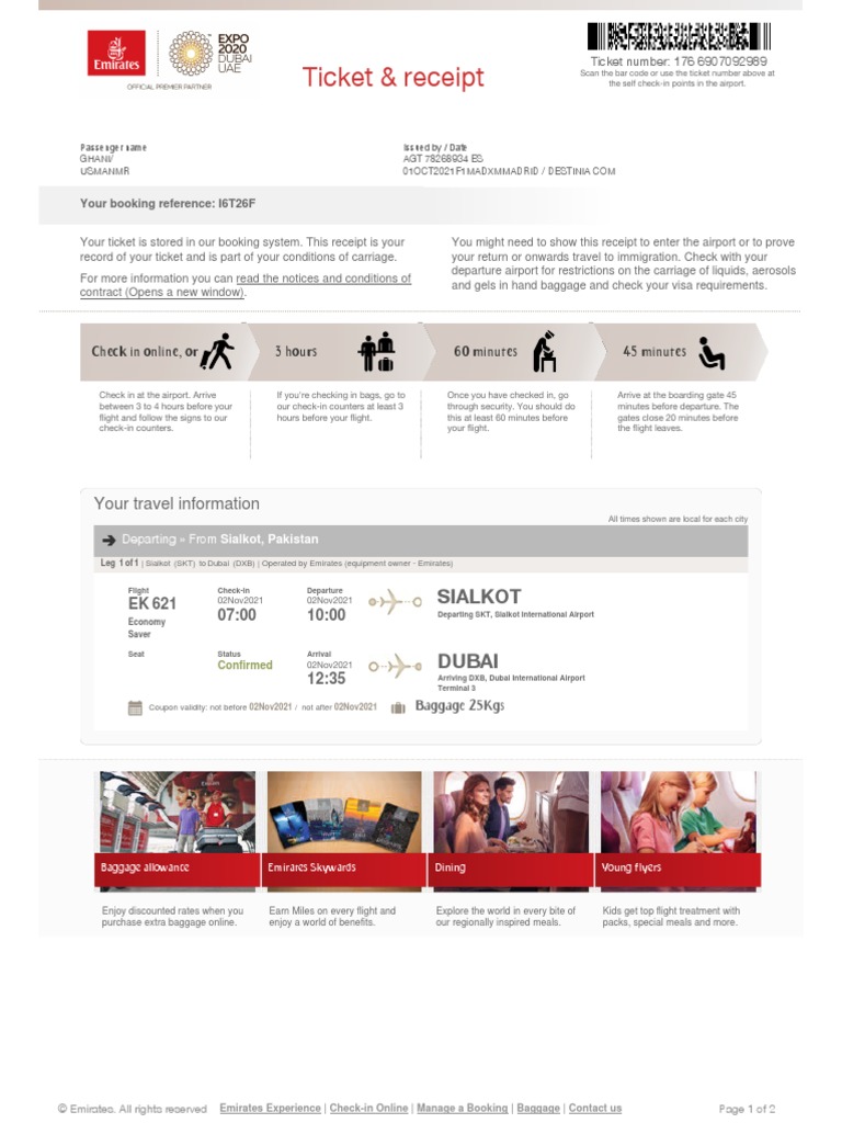Emirates Ticket 1 | PDF | Transport | Aviation