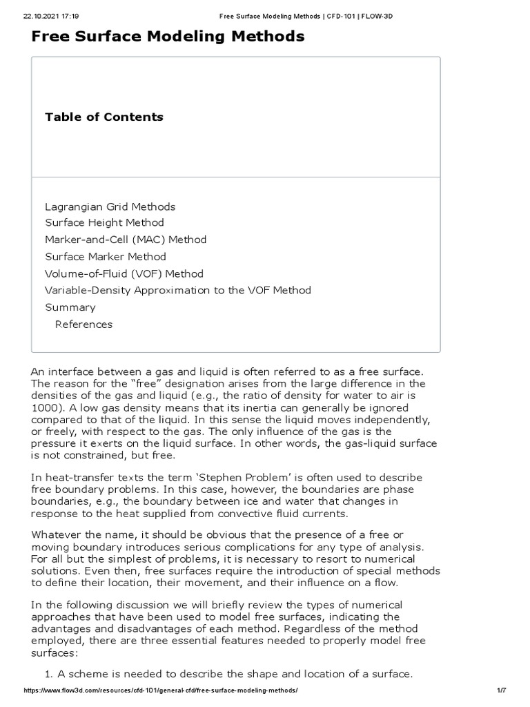 Free Surface Modeling Methods - CFD-101 - FLOW-3D | PDF | Fluid ...