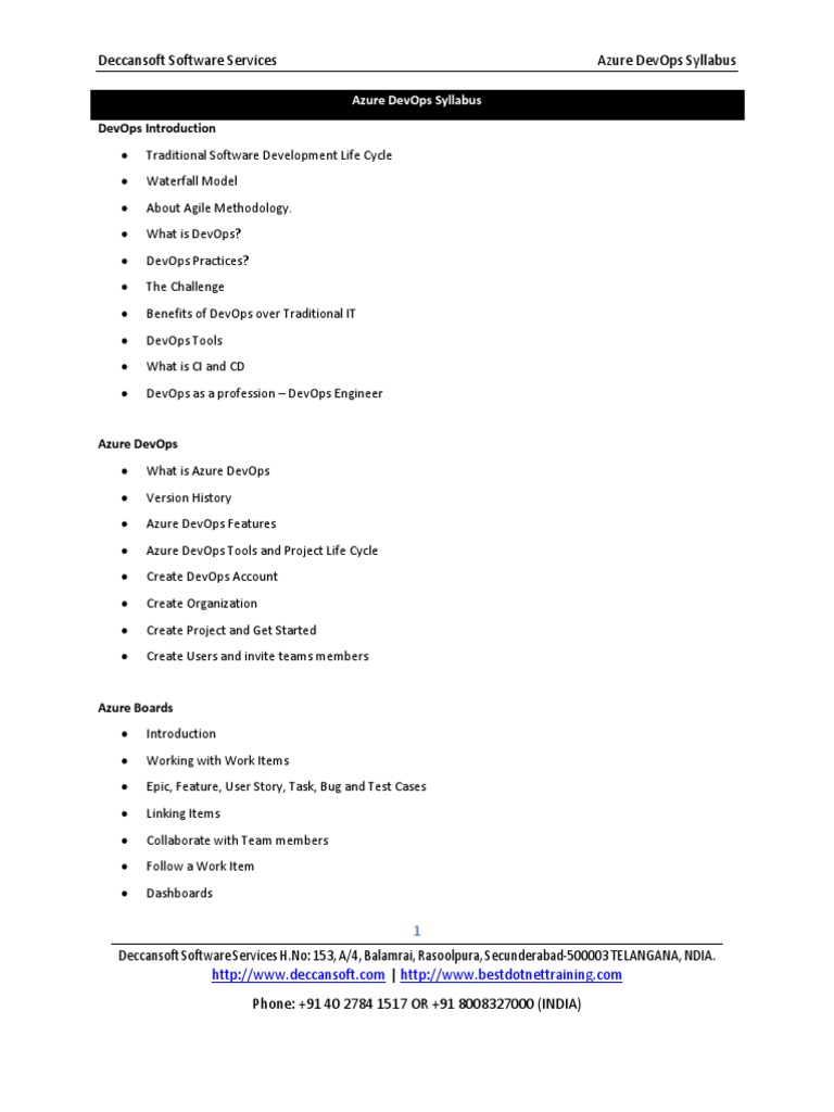 Deccansoft Software Services Azure Devops Syllabus Pdf Microsoft Azure Software