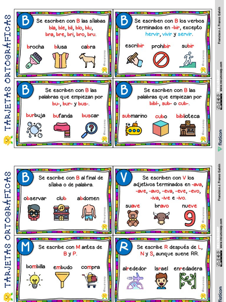 Tarjetas de Ortografia RECURSOSEP | PDF