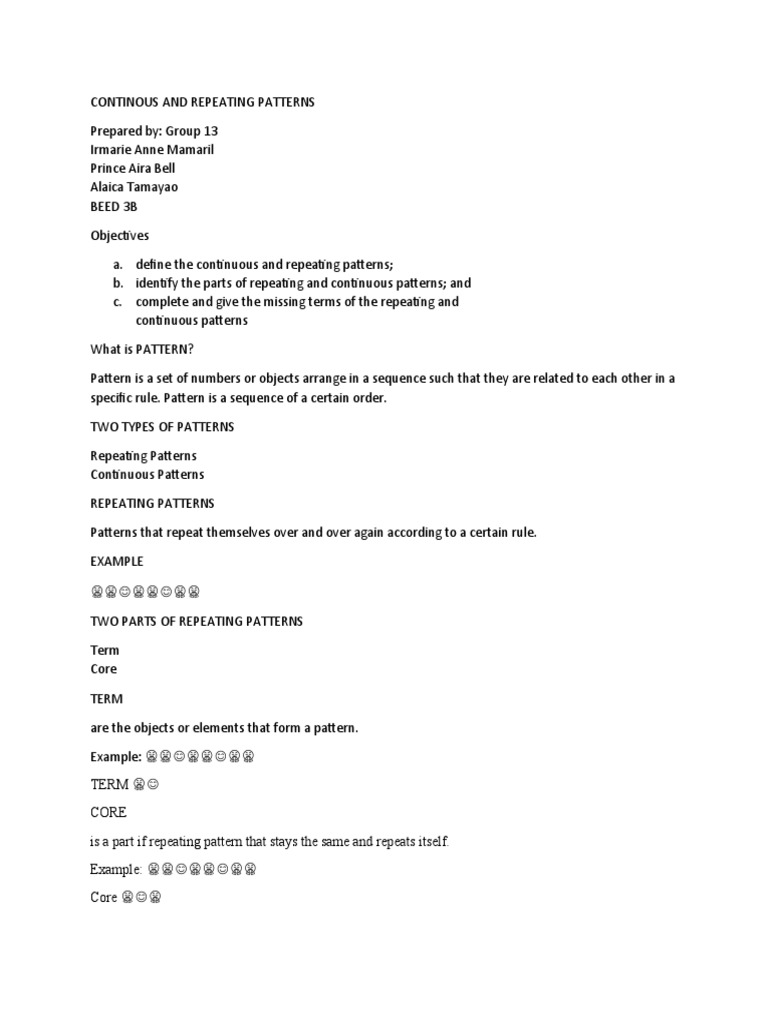 Continuous and Repeating Patterns Group13 | PDF