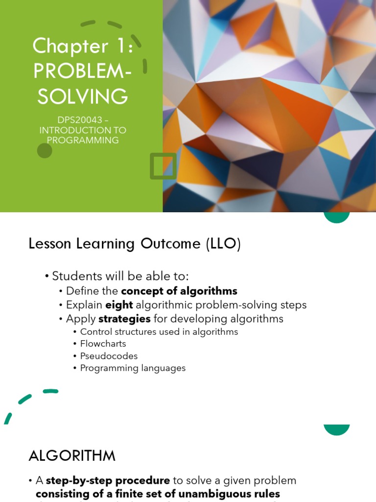 DPS20043 - Chapter 1 Problem-Solving | PDF | Input/Output | Algorithms