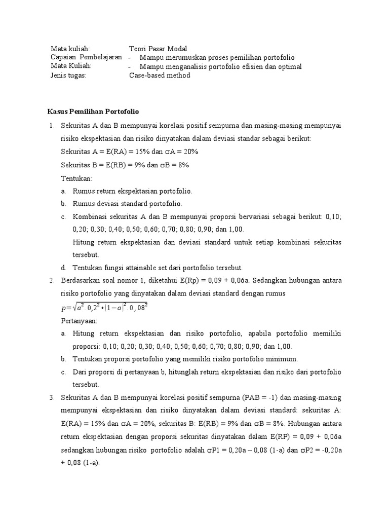 KASUS PEMILIHAN PORTOFOLIO - Pasmod | PDF | Metode & Bahan Ajar