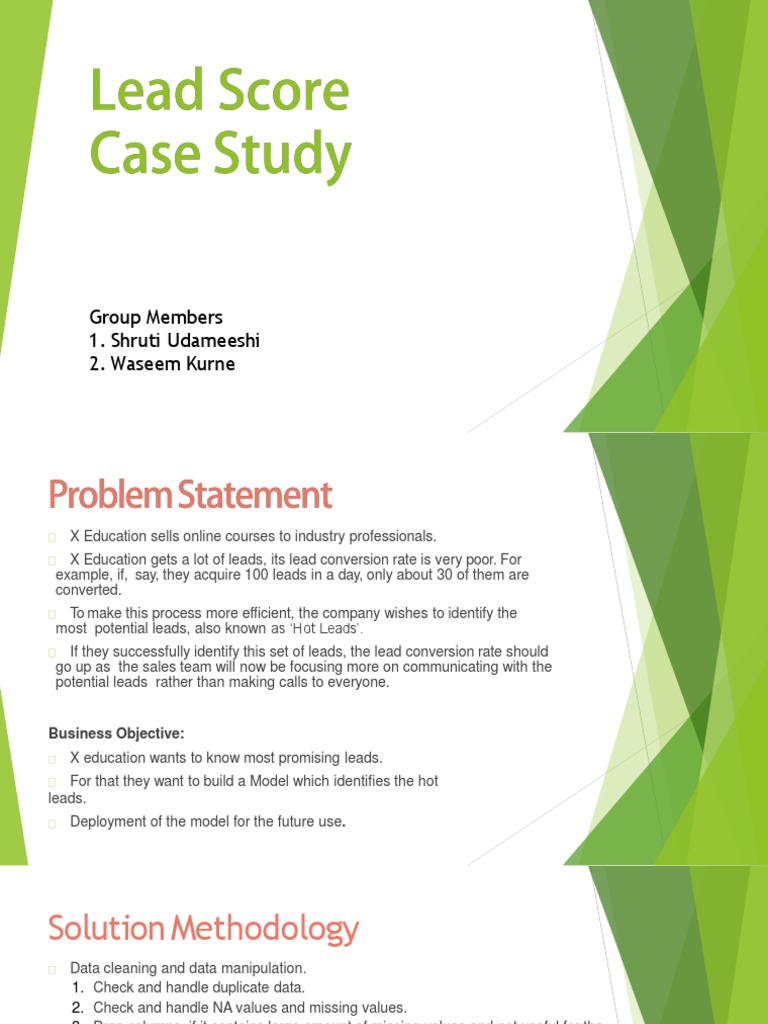 Lead Score Case Study Presentation | PDF | Data Analysis | Regression Analysis