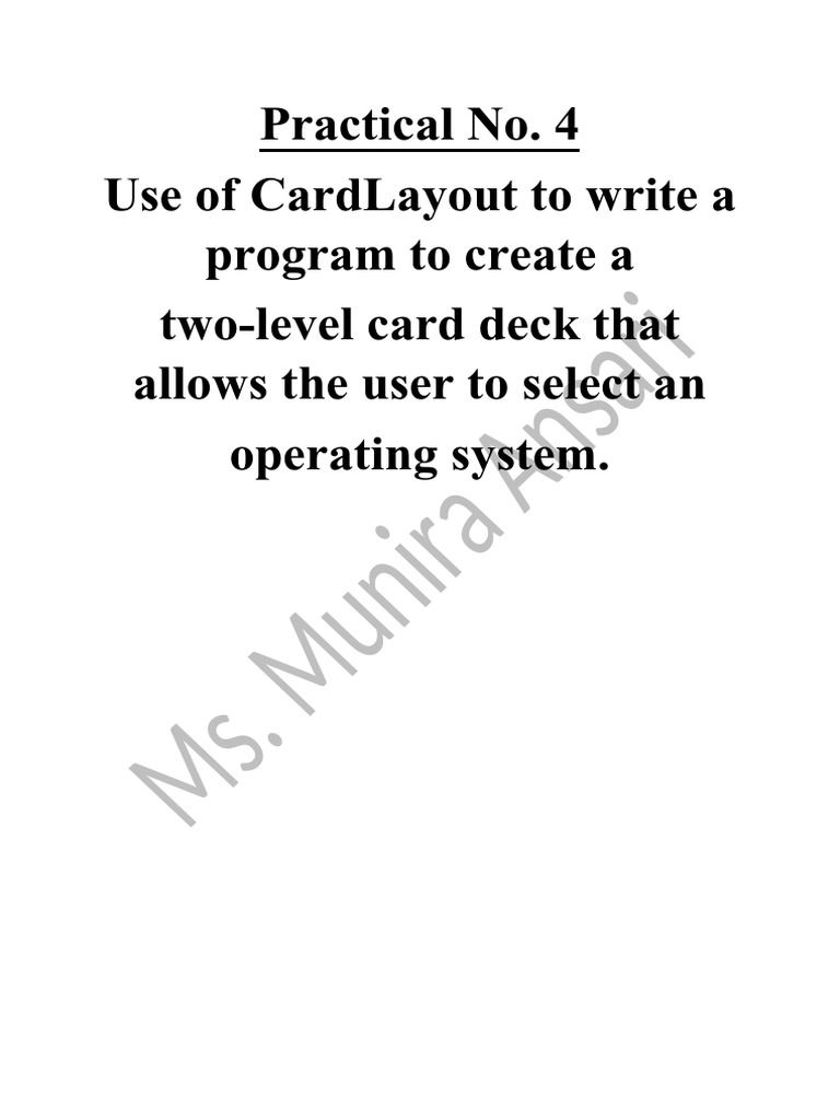 Use of Cardlayout To Write A Two-Level Card Deck That Operating System ...
