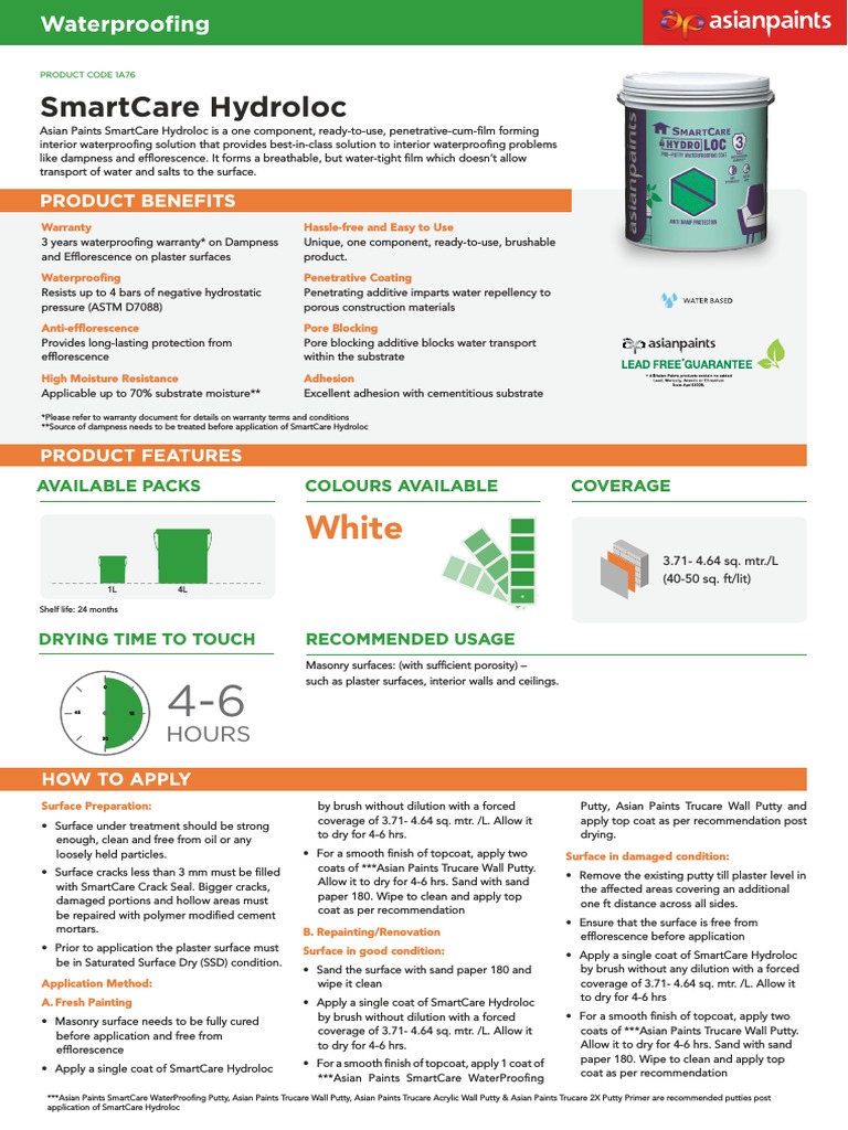 Hydroloc Smartcare | PDF | Paint | Plaster