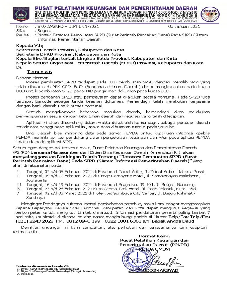 SURAT SIPD Dan SP2D-1 | PDF