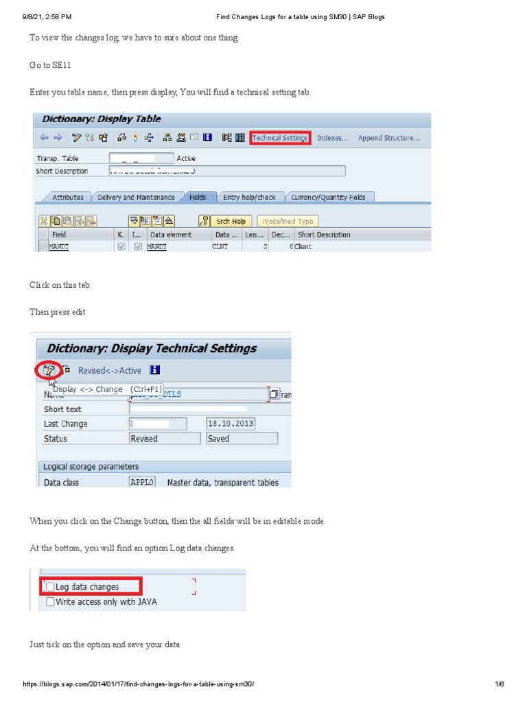Find Changes Logs For A Table Using SM30 | Download Free PDF ...