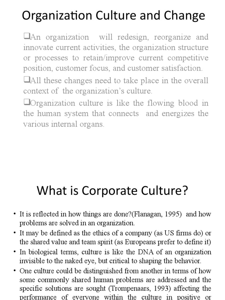 Understanding Organizational Culture Change | PDF | Organizational ...