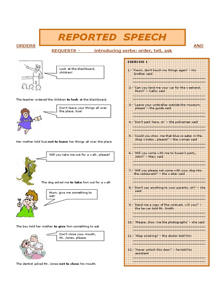 Reported Speech: Orders AND Requests - Introducing Verbs: Order, Tell ...