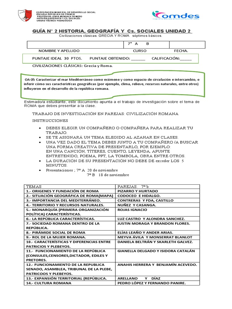 Martina Ariannys Contreras Contreras - Roma Trabajo en Pareja Septimos ...
