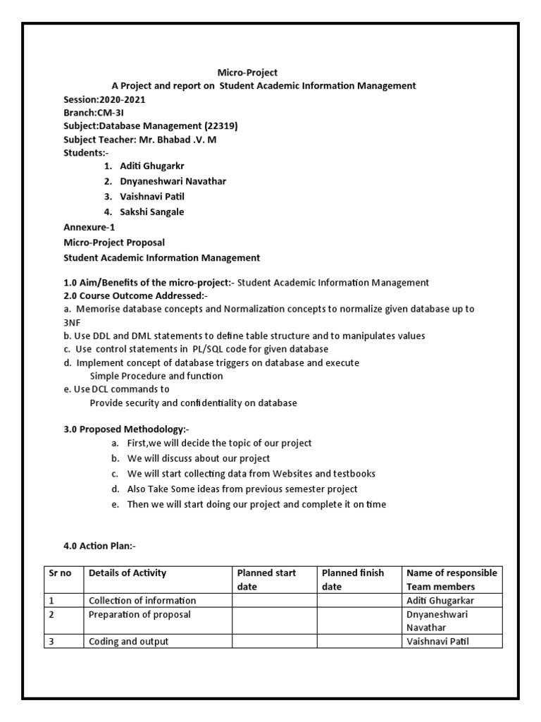 Microproject Report (DMS) | PDF | Databases | Sql
