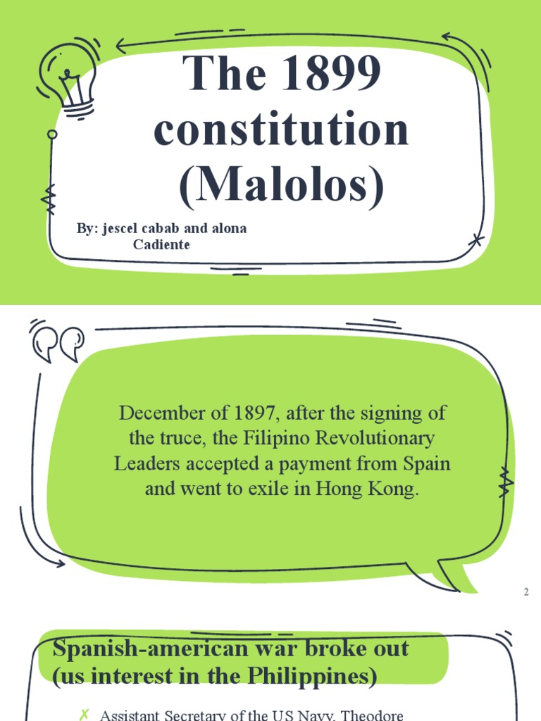 The 1899 Constitution (Malolos) : By: Jescel Cabab and Alona Cadiente ...