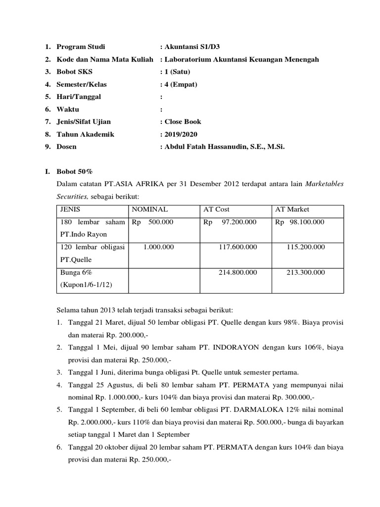 Soal Uas Laboratorium Akm | PDF